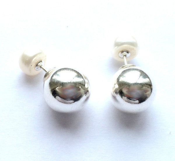 Sterling Silver/Pearl Reversable Earrings | Mimosura Jewellery for Kids